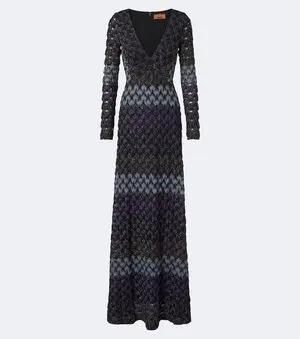 Missoni Knitted Lam� Gown - Multicoloured