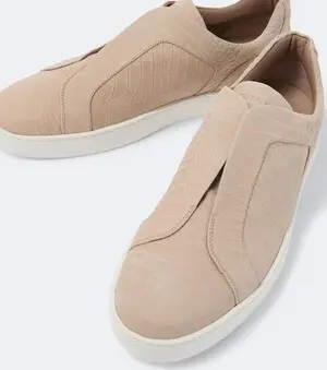 Manolo Blahnik Agilio Croc-effect Leather Slip-on Sneakers