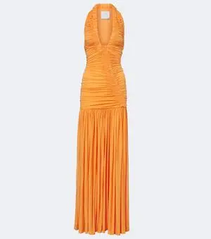 Christopher Esber Orion Ruched Halterneck Gown - Orange