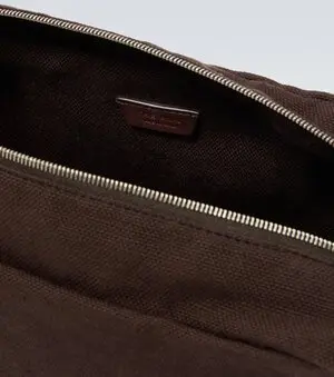 THE ROW Astra Leather-trimmed Canvas Pouch