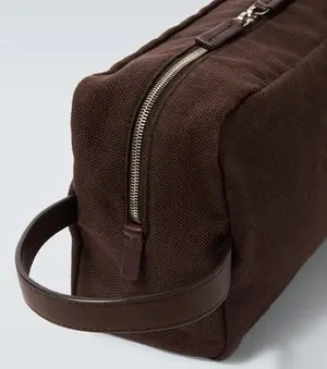 THE ROW Astra Leather-trimmed Canvas Pouch