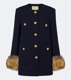 Valentino Garavani Shearling-trimmed Wool-blend Tweed Jacket