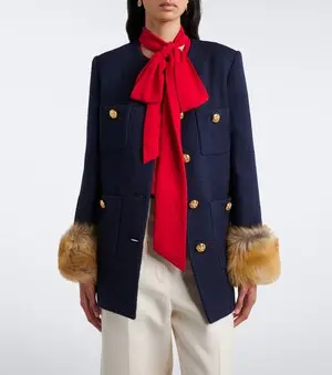 Valentino Garavani Shearling-trimmed Wool-blend Tweed Jacket