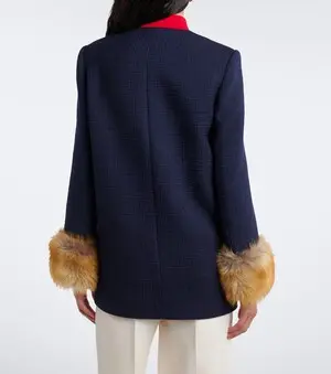 Valentino Garavani Shearling-trimmed Wool-blend Tweed Jacket