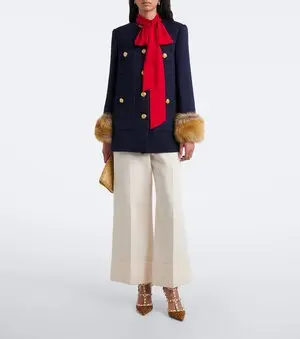 Valentino Garavani Shearling-trimmed Wool-blend Tweed Jacket