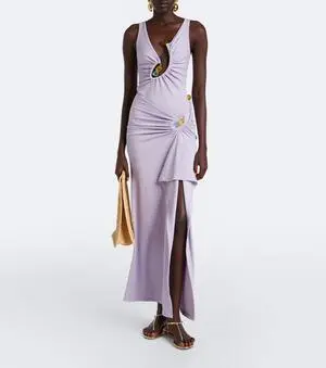 Christopher Esber Spiral Beach Glass Ribbed-knit Jersey Maxi Skirt
