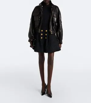 Balmain Cropped Leather Jacket
