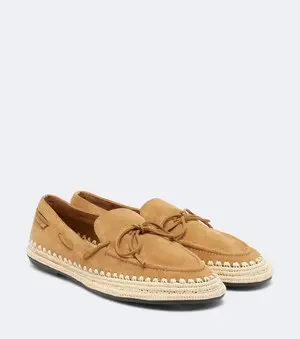 Tory Burch The Raffia Boaty Suede Espadrilles