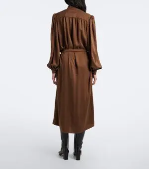 Valentino Garavani Belted Chevron Jacquard Silk Midi Dress