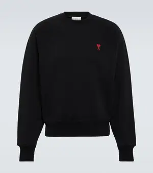 AMI Paris De Coeur Cotton Jersey Sweatshirt - Black