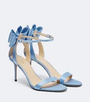 Mach & Mach Le Cadeau Bow-detail Satin Sandals - Blue
