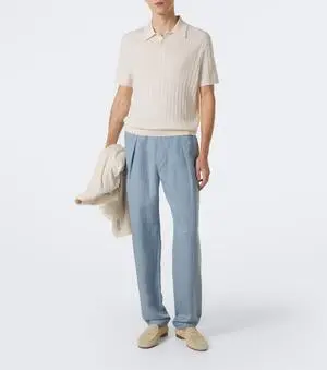 Ralph Lauren Purple Label Silk And Linen Straight Leg Pants