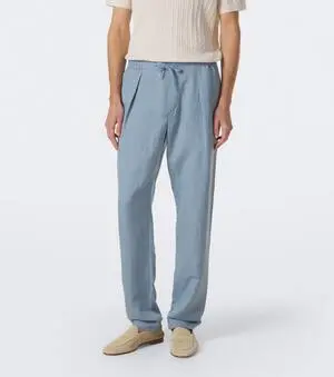 Ralph Lauren Purple Label Silk And Linen Straight Leg Pants