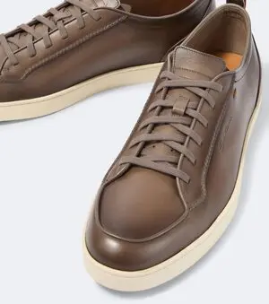Santoni Leather Lace-up Sneakers - Brown