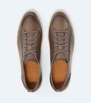 Santoni Leather Lace-up Sneakers - Brown