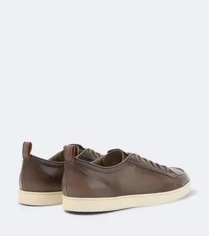 Santoni Leather Lace-up Sneakers - Brown