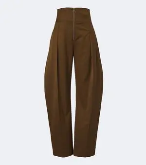 FERRAGAMO Wool And Cashmere Barrel-leg Pants - Brown