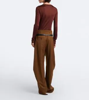 FERRAGAMO Wool And Cashmere Barrel-leg Pants
