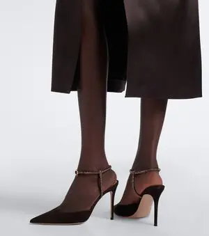 GIANVITO ROSSI Embellished Suede Slingback Pumps