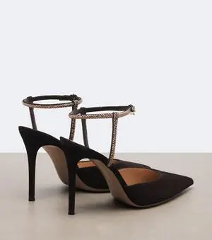 GIANVITO ROSSI Embellished Suede Slingback Pumps