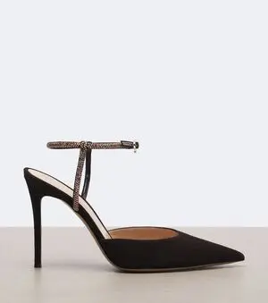 GIANVITO ROSSI Embellished Suede Slingback Pumps