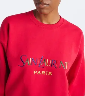 Saint Laurent Logo Cotton Jersey Sweatshirt