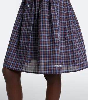 Miu Miu Checked Cotton Poplin Miniskirt
