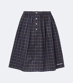 Miu Miu Checked Cotton Poplin Miniskirt
