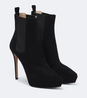 GIANVITO ROSSI Suede Platform Ankle Boots - Black