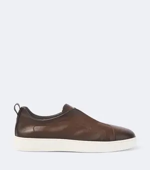 Santoni Victory Leather Slip-on Sneakers