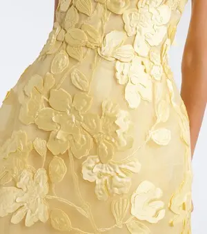 Monique Lhuillier Floral Tulle Midi Dress