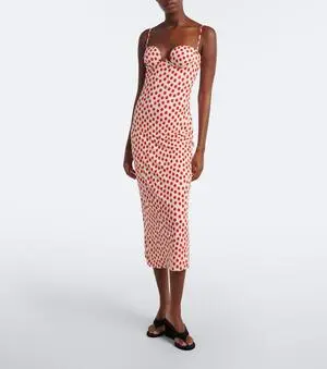 Alaïa Polka Dot Jersey Midi Dress - White