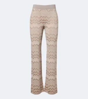 Missoni Missoni Zigzag Flared Knit Trousers Beige