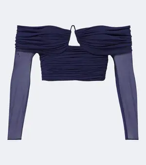 Christopher Esber Marin Draped Off-shoulder Top - Blue