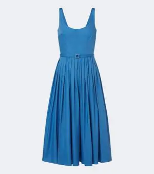 EMILIA WICKSTEAD Eglantine Belted Cotton Poplin Midi Dress - Blue