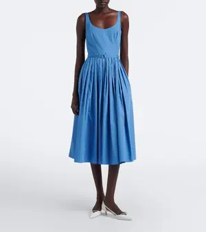 EMILIA WICKSTEAD Eglantine Belted Cotton Poplin Midi Dress