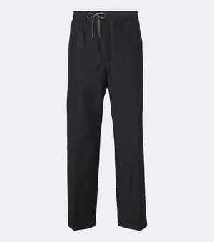 MAISON MARGIELA Cotton And Silk-blend Straight Pants In Dark