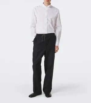 MAISON MARGIELA Cotton And Silk-blend Straight Pants In Dark