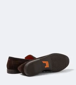 Santoni Milo Suede Penny Loafers - Brown