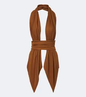 Christopher Esber Scarf Halterneck Jersey Top - Brown