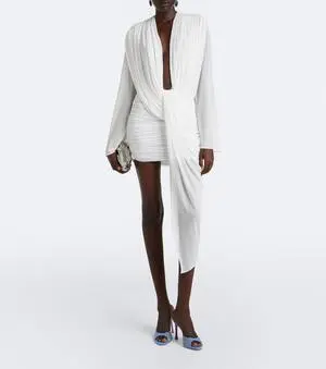 Christopher Esber Ripple Draped Asymmetric Mini Dress - White