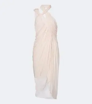 Balmain Draped Asymmetrical Midi Dress - Pink