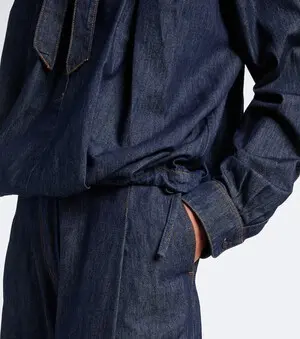 Dries Van Noten Denim Tie-neck Blouse