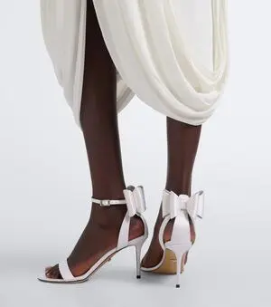 Mach & Mach Embellished Satin Sandals - White