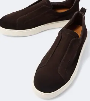 Santoni Suede Slip-on Sneakers