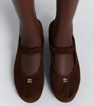 Miu Miu Suede Mary Jane Flats