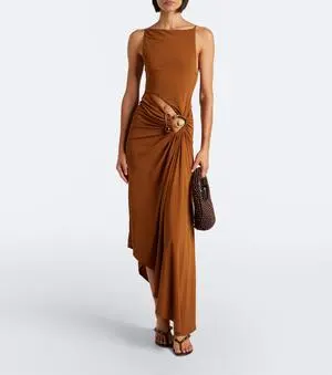 Christopher Esber Veer Spiral Crystal Draped Midi Dress