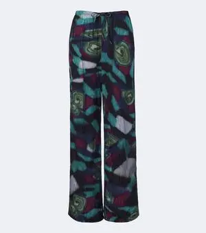 Dries Van Noten Printed Moiré Wide-leg Pants - Multicoloured