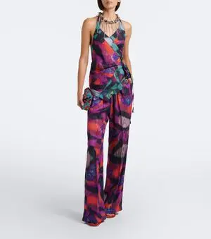 Dries Van Noten Printed Moiré Wide-leg Pants - Multicoloured