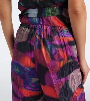 Dries Van Noten Printed Moiré Wide-leg Pants - Multicoloured